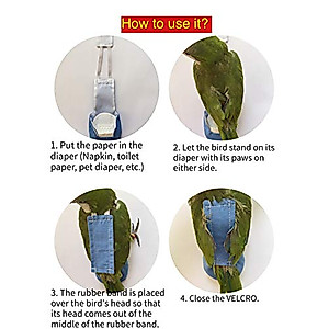 Bird Clothes Parrot Diapers Bird Flight Suits, Reusable Waterproof Diapers pet Bird Supplies Poli(L)