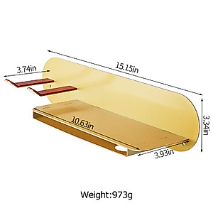 FLE Hair Dryer Holder Wall Mounted with Shelf, Gold Wall Mount Hair Dryer Holder Rack Organizer Compatible for Dyson Supersonic Hair Dryer,Diffuser, Two Nozzles,Power Plug…