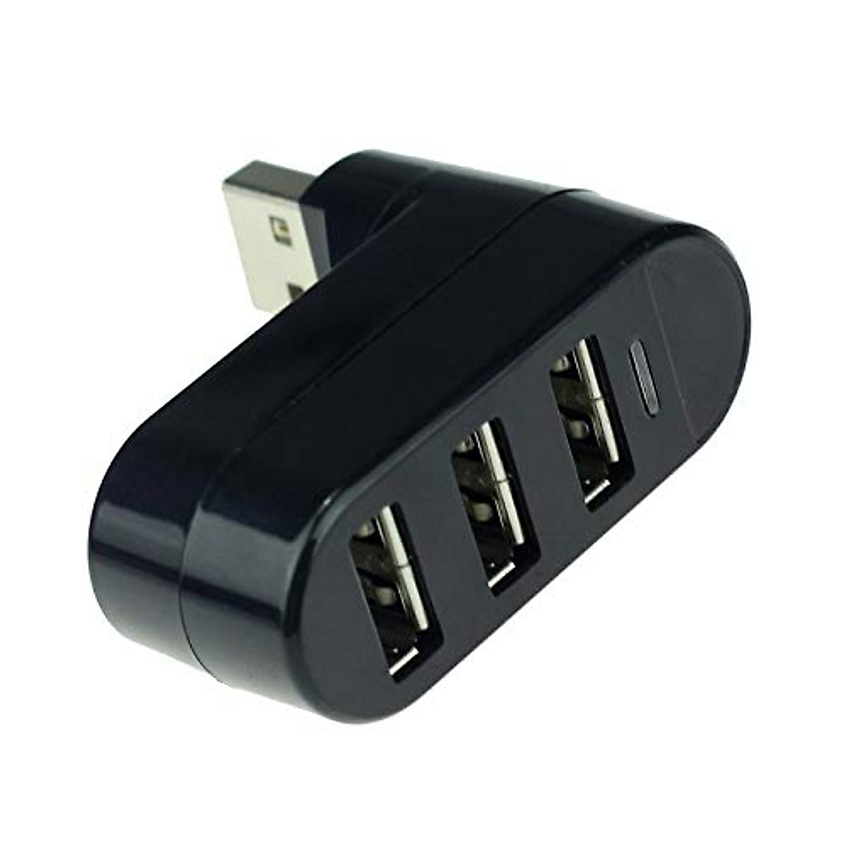 Lysee Data Cables - 3 Ports Hub USB 2.0 Mini Rotate Splitter Adapter for PC Notebook Laptop BK - (Color: Black)