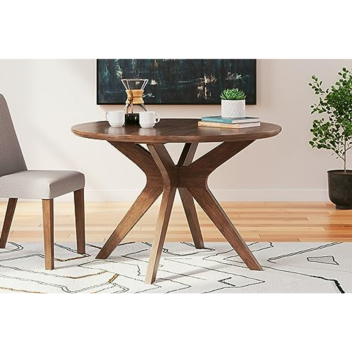 Signature Design by Ashley Lyncott Traditional Round Dining Room Table, Seats up to 4, Brown