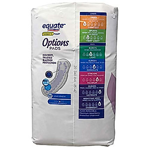Equate Options Moderate Absorbency Long Length Incontinence Pads, 60 Count