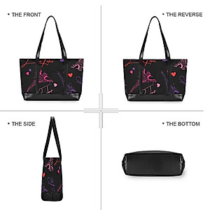 Bonjour Paris Laptop Tote Bag for Women Handbags Purse Canvas Teacher Tote Bags Work Travel Bag with Fashion Zipper