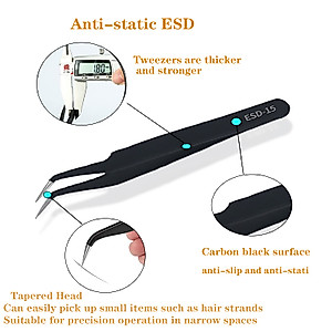 Miluosong Tweezer Set, 6 Pcs Precision Tweezers for Electronics,Laboratory Work,Craft,Eyebrows,Basic suite for home and office with box.