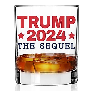 Patriots Cave Trump 2024 The Sequel | 11 oz Bourbon Whiskey Rock Glass | Old Fashioned Whiskey Tasting Glasses For Men | Retirement Gifts For Men | Made In USA