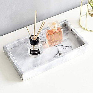 StonePlus Natural Marble Elegant Jewelry Tray Stone Organizer for Dressroom/Bathroom/Coffeeshop (Cloud Grey, 9.84Lx5.91Wx1.18H)