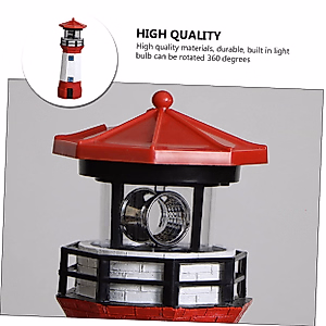 Abaodam 1Pc Solar Rotating Light Patio Lamps Outdoor Outside Patio Light Outdoor Patio lamp Garden Lighthouse Rotating Lighthouse Light Outdoor LED Solar Lights Revolving Light Shine Resin