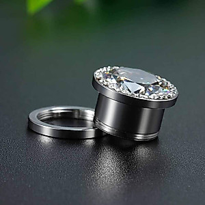 COOEAR Gauges For Ears Plugs and Tunnels Piercing Earrings Crystal With Zircon Style Expander Stretchers Size 2g(6mm) to 5/8"(16mm)