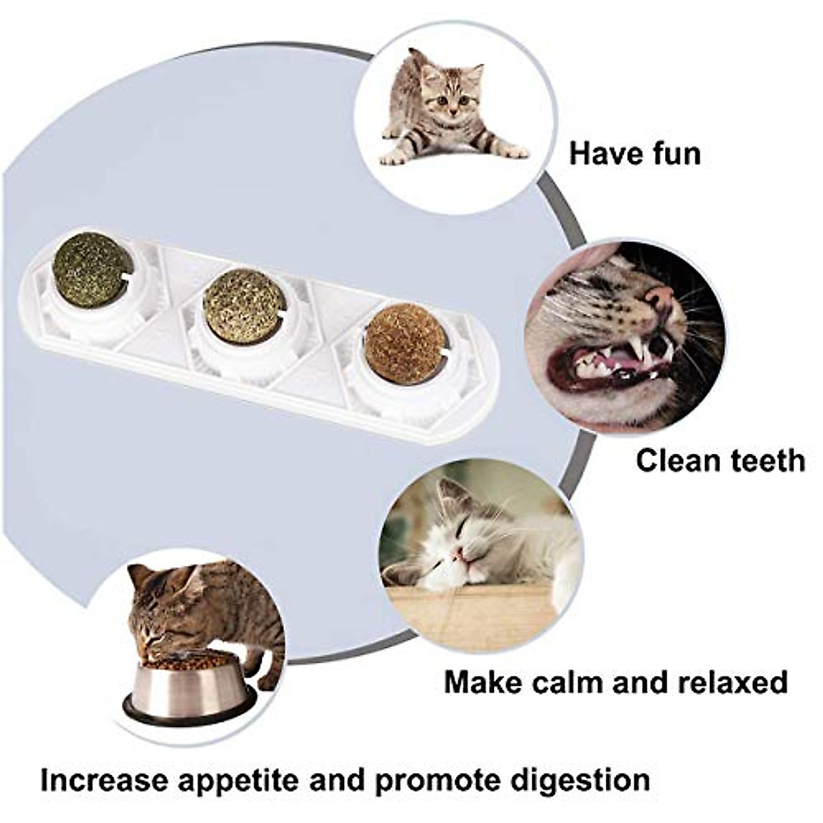 WoLover Catnip Wall Ball Toys – Rotatable Cat Snack Edible Balls with Natural Healthy Catnip | Silvervine | Gall Nut, Kitten Playing Chewing Cleaning Teeth Toy