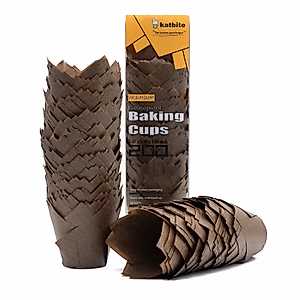 Katbite Tulip Cupcake Liners 200PCS Multicolor and Coffee & Muffin Baking Cupcake Liners Holders Baking Cups, Cupcake Wrapper for Party, Wedding, Birthday, Cupcake Liners