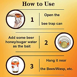 Wasp Traps Outdoor Hanging 2 Pack Fly Traps Bee Traps for Outside Light Attract Carpenter Bees Yellow Jackets Fruit Flies Mosquito Hornet Wood Bee Trap Solar Power Reusable Outdoor Indoor Waterproof