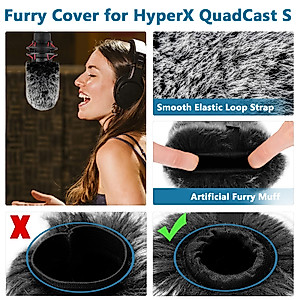 Pop Filter for Hyperx Quadcast,3 in 1 Quadcast S Mic Pop Filter + Furry Windscreen+ Foam Mic Cover for Hyperx Microphone,Professional Noise Reduction QuadCast Pop Filter Set by ChromLives, Combo 3Pack