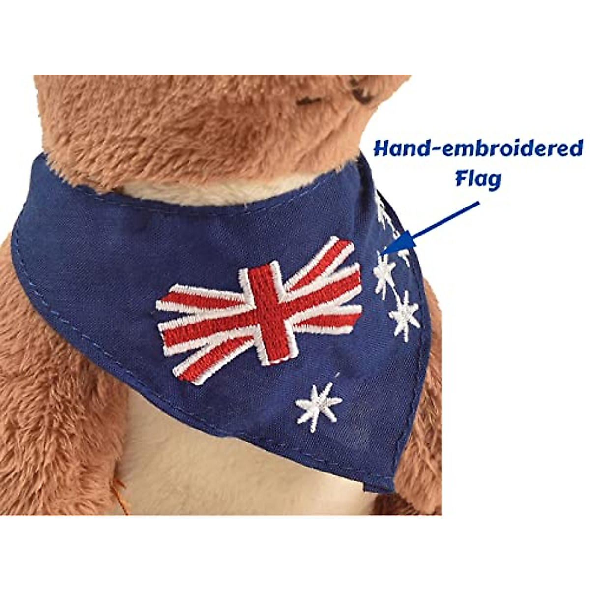 BOHS Plush Kangaroo with Australia Scarf and Removable Joey - Cuddly Soft Stuffed Mom and Baby Animals Toy- 11 Inches