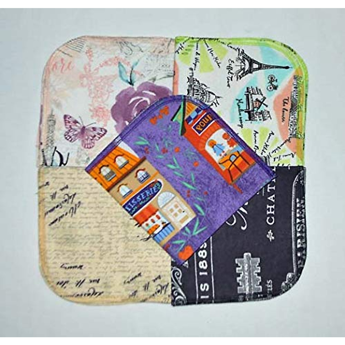 1 Ply Printed Flannel 8x8 Inches Set of 5 A Day In Paris