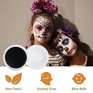Black and White Face Paint,Halloween Skeleton Face Paint Kit with 2Pcs Painting Brushes,Water Based Body Paint for Adults & Kids,SFX Makeup Palette for Zombie,Joker,Clown,Cosplay,Costume,Theater