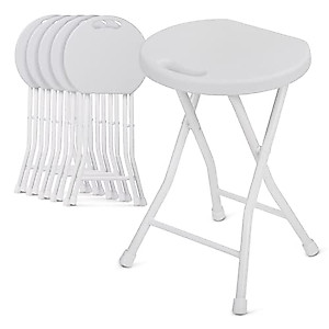 Magshion Foldable Stool with Handle Indoor Outdoor 6 Pack Backless Folding Stool 230lbs Capacity, 18 Inch White