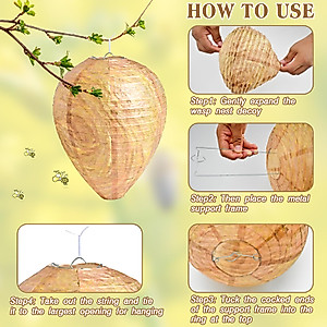 ZeeDix 4 Pack Hanging Paper Fake Wasp Nest Decoy for Outdoor, Home and Garden(8.66"×11",Warm Color)