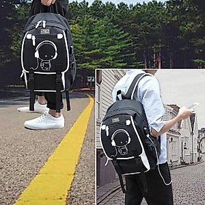 Asge School Backpack Boys Girls Teenage Backpack Large 3 Piece Set School Satchel Reflective Waterproof Backpack School Bags for Boys School Bag for School Travel Outdoor