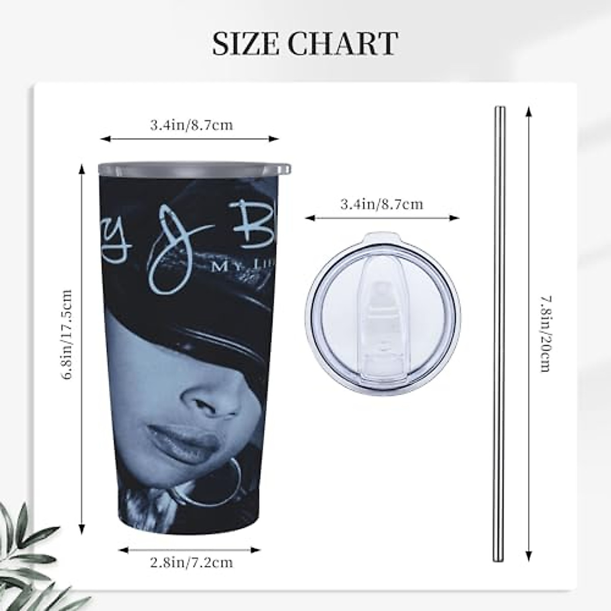 HIKTIEK Mary J Musics Blige Stainless Steel Insulated Car Sippy Cup With Lid Travel Mug for Cold Hot 20 oz