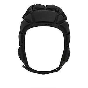 Goalkeeper Helmet, Prevent Injury Sports Head Protector Round Hole Elastic Button EVA Adjustable Strap for Outdoor Use(Black s)