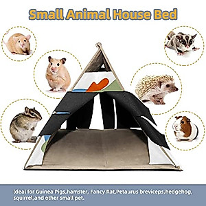 Y-DSIWX Guinea Pig Hideout House Bed, Art Pattern Rabbit Cave, Squirrel Chinchilla Hamster Hedgehog Nest Cage