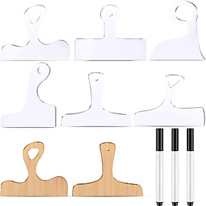Frienda 6 Pcs Charcuterie Board Template Acrylic Router Template Cutting Board Template for Woodworking Thick Handle Template with 3 Pens Angled Curvy Stencils Guide Tools for Kitchen(Classic)
