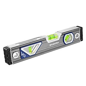 WORKPRO 10 Inch Torpedo Level, Small Leveler Tool, 3 Bubble Vials, Verti. Site, for Conduit Bending, Aluminum Alloy Construction