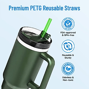 Replacement Straws Compatible with Stanley 40oz Cup Tumbler, 10 Pack Colorful Reusable Straws with Cleaning Brush for Stanley Adventure Travel Tumbler, Plastic Straw for Stanley Accessories