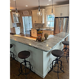 Set of 2 Industrial Bar Stool,Kitchen Stool-Adjustable Swivel Vintage Pu Leather Bar Stool-Rustic Bar Stool with Cushion Seat-Metal Iron Pipe Stool-Extra Tall Pub Height 25.39-31.29 Inch,Fully Welded