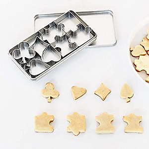 SurgeHai Cookie Cutters Set, 8PCS Poker & Puzzle Shapes Stainless Steel Metal Biscuit Molds Mini Cutters for Kitchen Baking