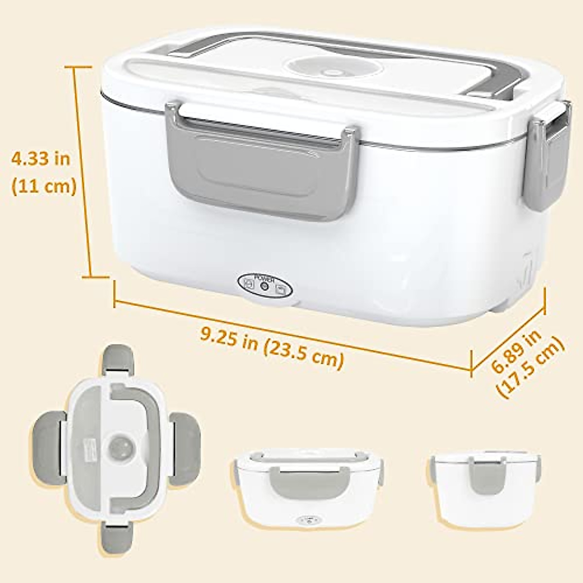 Adocfan Electric Lunch Box Heated Lunch Boxes For Adults Heated Lunch Box For Work Electric Lunchbox 100% Leak Proof Lunch Heating For Truckers With Removable Stainless Steel Container 1.5L 100W