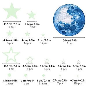 Glow in The Dark Stars for Ceiling,Glow in The Dark Stars and Moon Wall Decals, 1108 Pcs Ceiling Stars Glow in The Dark Kids Wall Decors, Perfect for Kids Nursery Bedroom Living Room(Sky Blue) (Sky Blue)