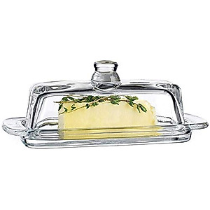 Circleware Glass Butter Lid, Multi-Purpose Food Preserving Serving Dessert Dish Tray Home & Kitchen Entertainment Glassware for Cream Cheese, Cake, Candy, Best Gifts, 7.7"x3.7, Clear