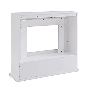 SEI Furniture Lirrington Electric Fireplace with Stainless Steel Accents, White