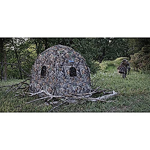 Ameristep Doghouse Lightweight Durable Hunting Spring Steel Ground Blind with 8 Windows & Backpack Carrying Case - 2 Hunters Concealment - Easy Setup & Takedown - Canada Compliant