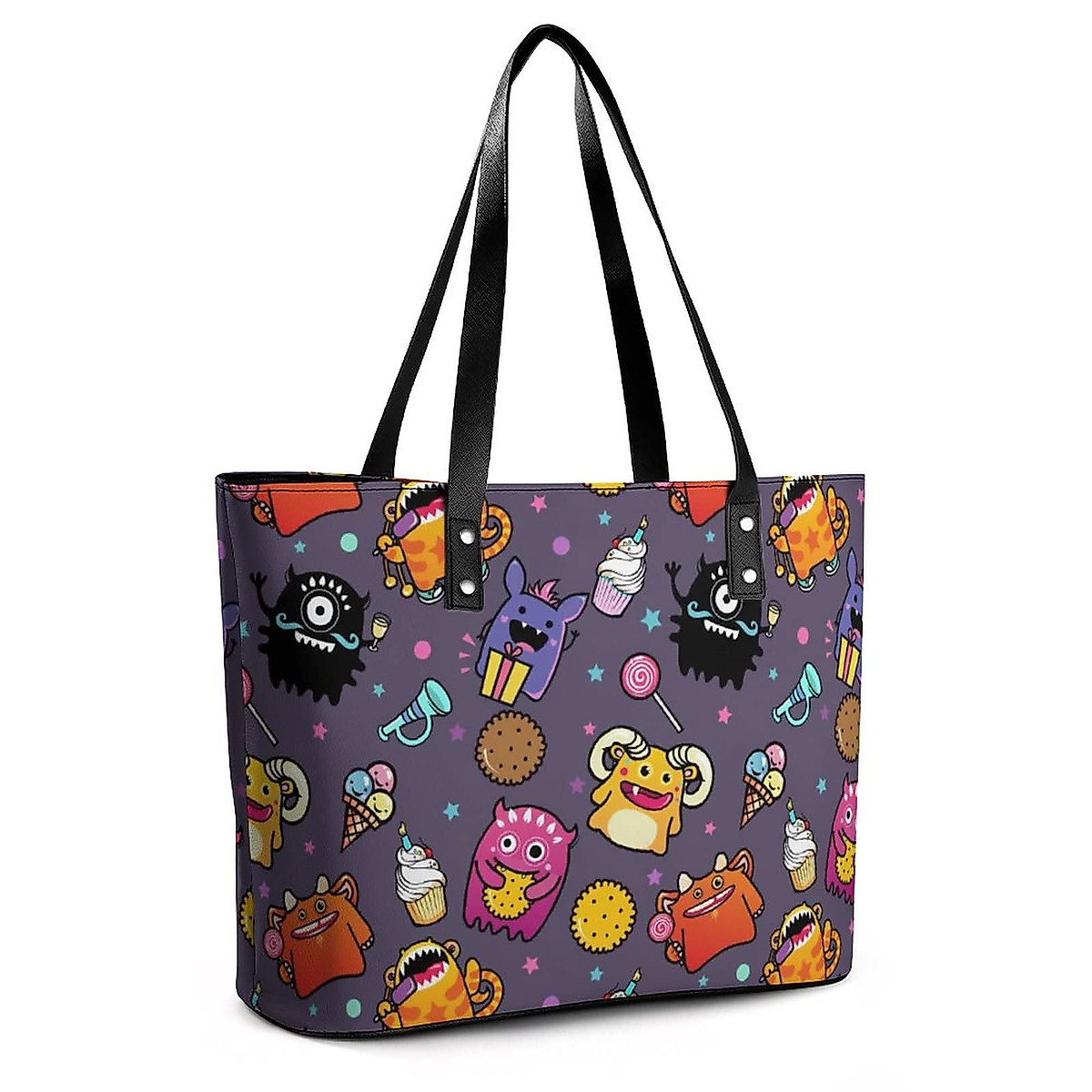 Womens Handbag Doodle Pattern Leather Tote Bag Top Handle Satchel Bags For Lady