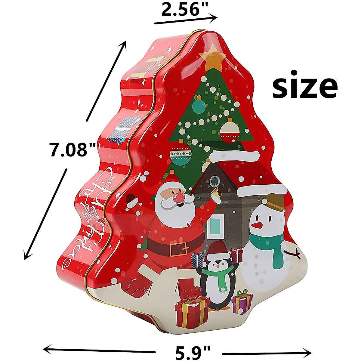 YWKXM Christmas Tree-Shape Tin Box Set of 2 Cookie Candy Storage Containers For Holiday Decorative