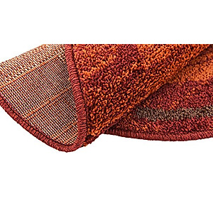 Unique Loom Autumn Collection Modern Contemporary Casual Abstract Area Rug, Round 3' 3 x 3' 3, Terracotta/Burgundy Border