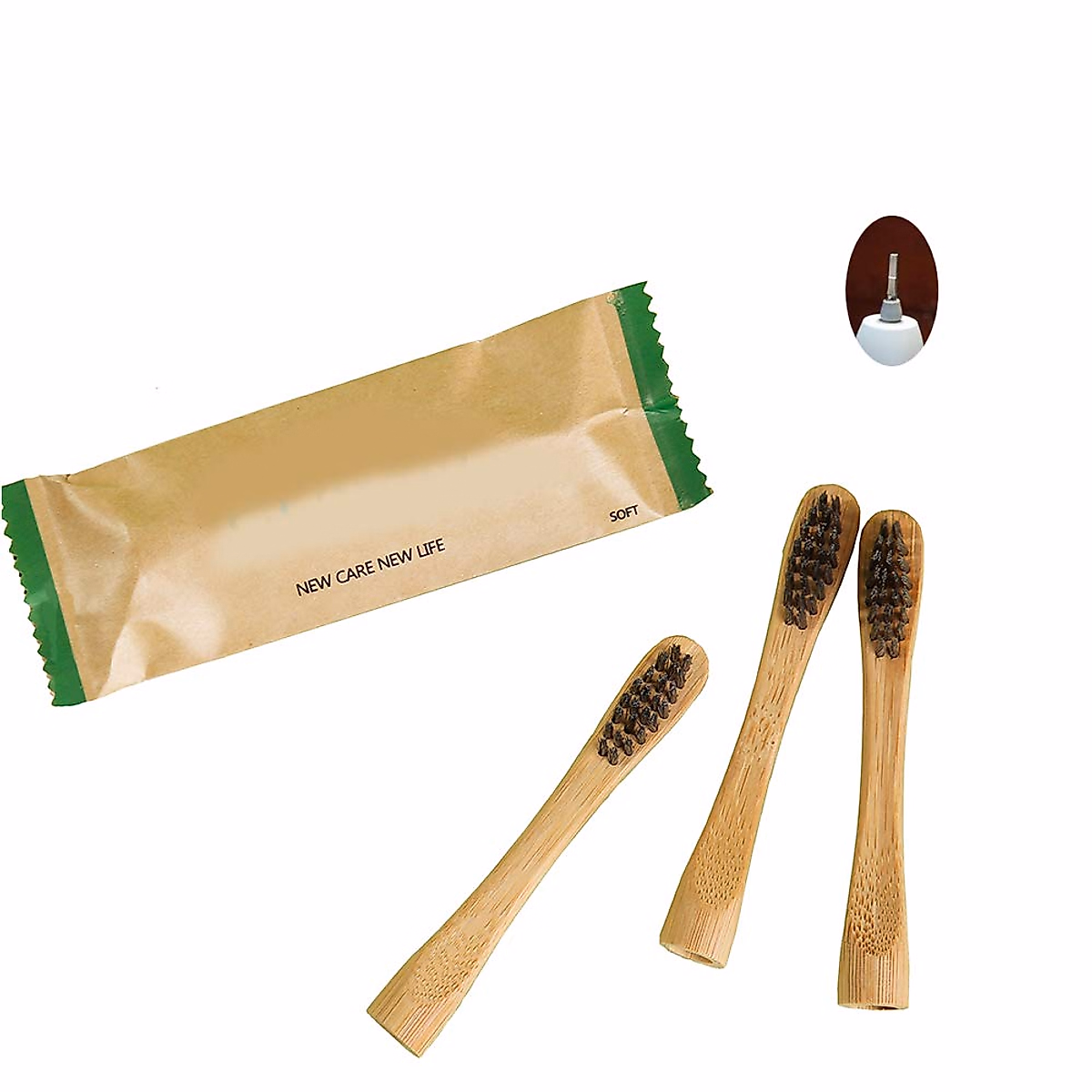 Eco-Friendly Electric Toothbrush Smoker's Replacement Bamboo Toothbrush Heads Medium Hardness Bristles 6PCS