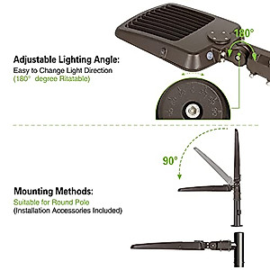 150W/200W Switchable LED Parking Lot Light, 150LM/W 5000K LED Street Lighting with Photocell Sensor [400W-600W HPS Equiv.] 100-277V, Commercial Adjustable Slip Fitter Mount LED Shoebox Light