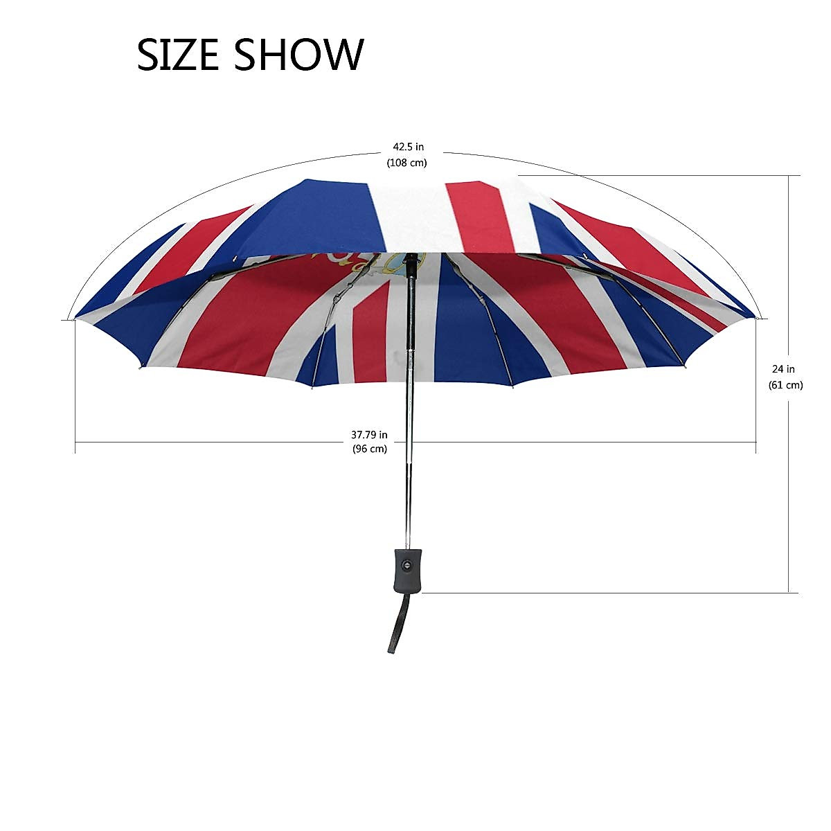 CHINEIN Travel Umbrella Auto Open Compact Folding Sun & Rain Protection London British Flag National Emblem