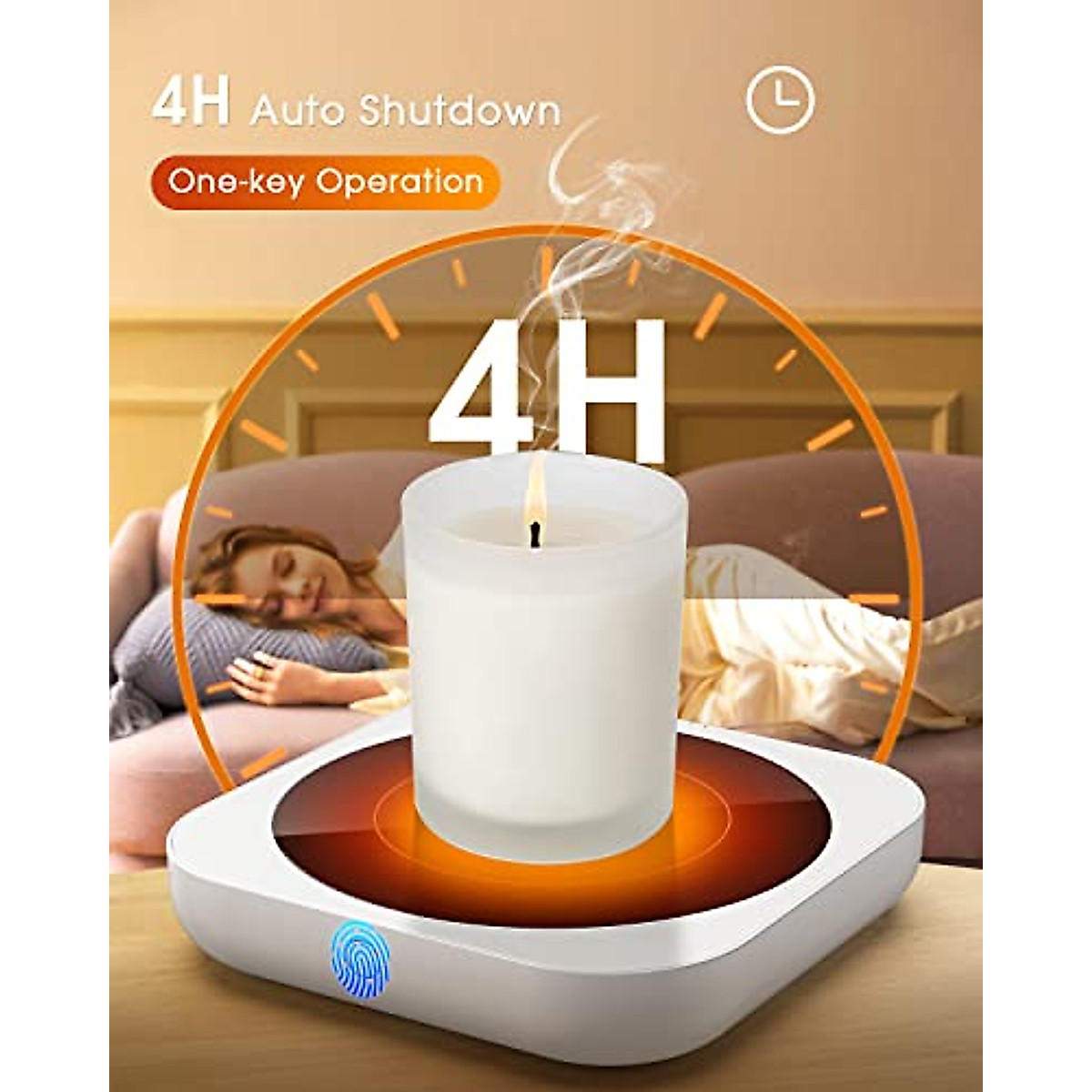 DOWILLDO Coffee Mug Warmers for Desk with 3 Temperature Settings, Smart Coffee Warmer Plate for Heating Milk, Tea, Hot Chocolate, and Candle (White)