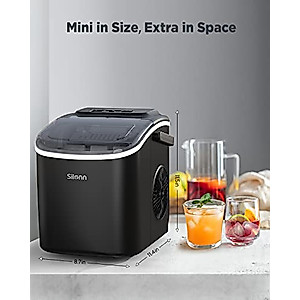 Silonn Countertop Ice Maker, 9 Cubes Ready in 6 Mins, 26lbs in 24Hrs, Self-Cleaning Ice Machine with Ice Scoop and Basket, 2 Sizes of Bullet Ice for Home Kitchen Office Bar Party, Black (SLIM09)