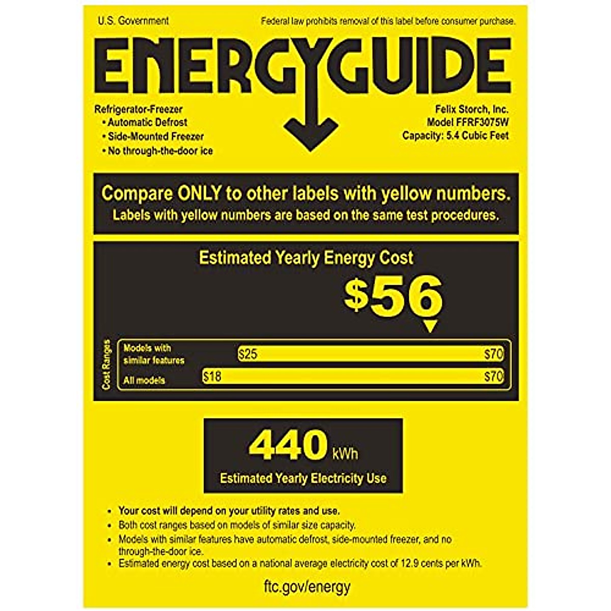 5.4 Cu. Ft. Frost-Free Refrigerator-Freezer, White