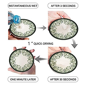 QUANJJ Eucalyptus Leaves Coasters Ceramic Set Round Absorbent Drink Coaster Coffee Tea Cup Placemats Table Mat (Color : D, Size : 8pcs)