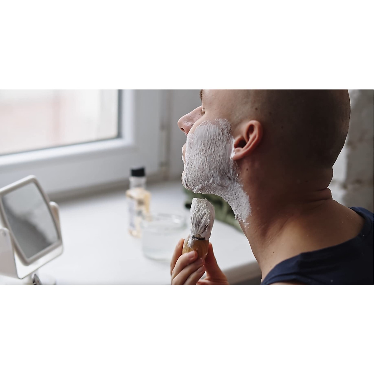 Iconikal Wood Handled Badger Hair Shaving Brush, 2-Pack Aeorsol-Free Shaving Cream