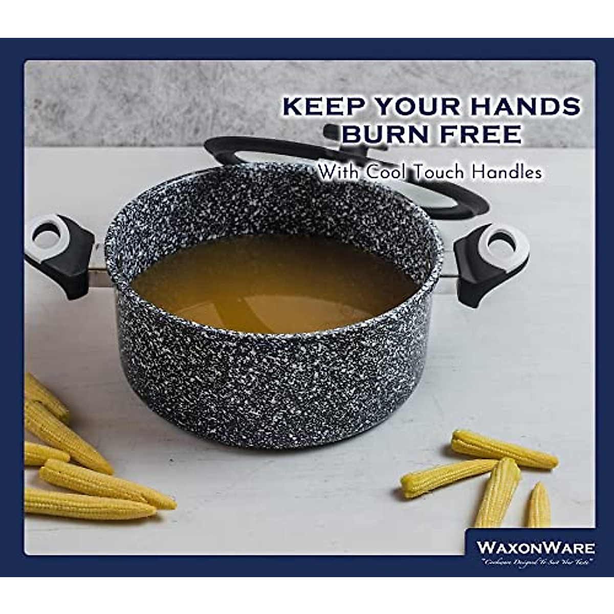 5.25 Quart Ceramic Nonstick Casserole Stockpot, Anti-Warp Non Toxic PTFE APEO PFOA Free Nonstick Pot With Lid, Induction Compatible (WaxonWare Stonetec Series)