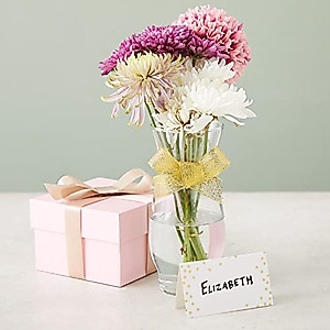 100 Pack Place Cards for Table Setting, Blank Table Name Cards for Wedding, Gold Foil Polka Dot Place Cards for Banquet, Events, Reserved Seating (2 x 3.5 In Folded)