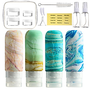 Gemice Travel Bottles Set for Toiletries 16 Pack, Leakproof Silicone Travel Bottles, Travel Essentials for Toiletries BPA Free TSA Approved Squeezable Refillable 3oz, for Shampoo Conditioner Lotion