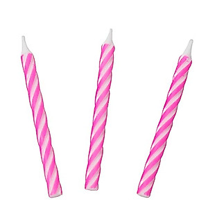 Jacent Classic Striped Spiral Birthday Candles Party Supplies, 24 Count Per Pack, 1-Pack Pink
