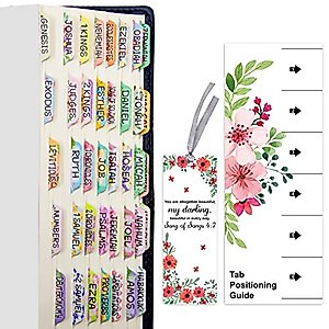 Decorative Laminated Bible Tabs 100PCS Cute Bible tabs for Women and Girl 66 Book Tabs 34 Blank Tabs for Old and New Testament